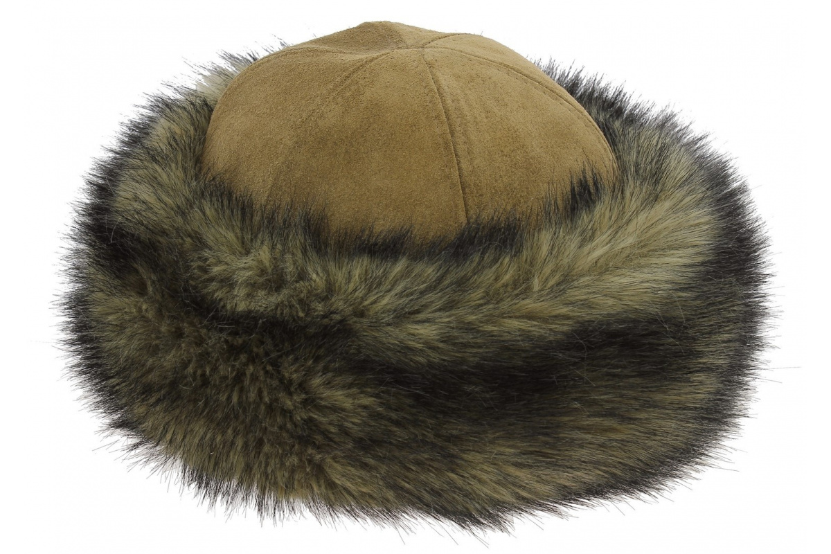 Toque Femme Cuir & Fausse Fourrure Camel - Traclet